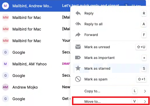 Moving Emails into Folder with Mailbird for Mac – Mailbird for Mac (macOS)